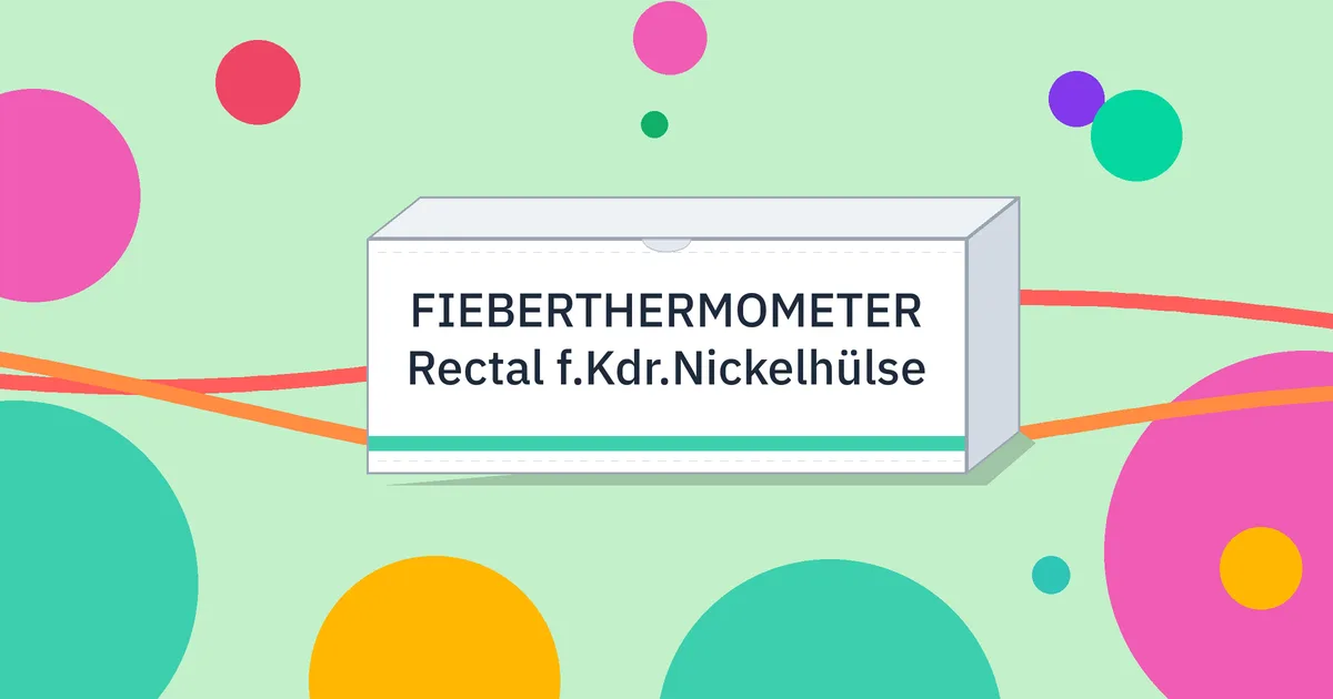 Symbolbild: Packung mit der Aufschrift FIEBERTHERMOMETER Rectal f.Kdr.Nickelhülse (PZN 01739606) – Verfügbarkeit und Bezug in Apotheken in Frankfurt am Main