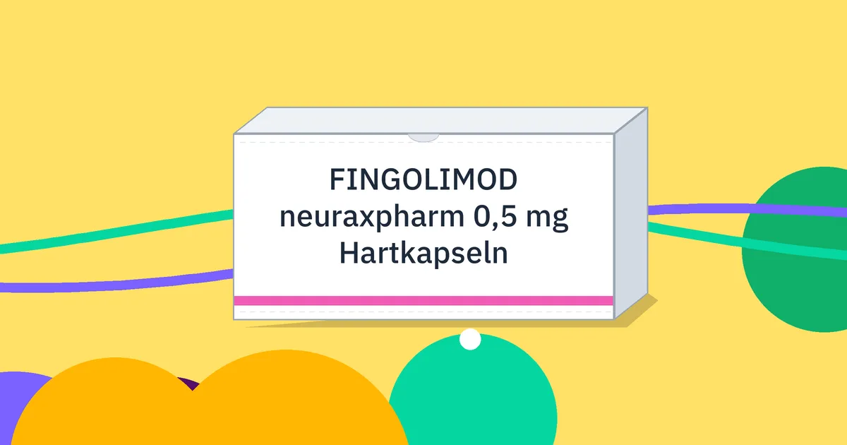 Symbolbild: Packung mit der Aufschrift FINGOLIMOD neuraxpharm 0,5 mg Hartkapseln (PZN 17492711) – Verfügbarkeit und Bezug in Apotheken in Frankfurt am Main