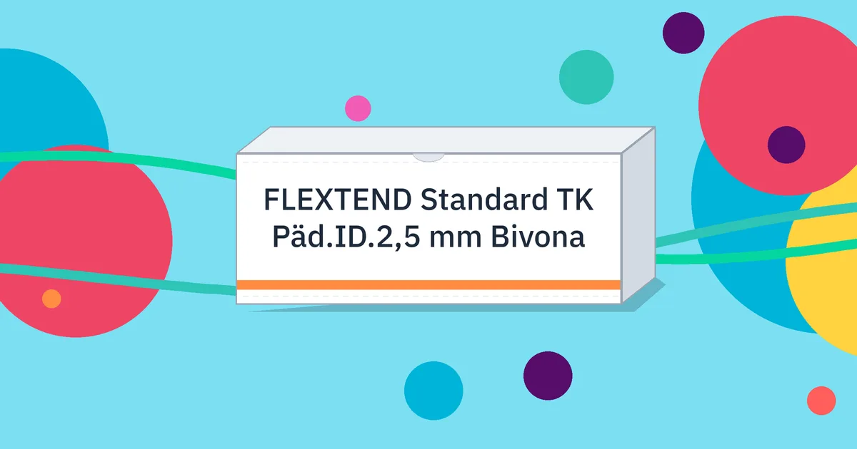 Symbolbild: Packung mit der Aufschrift FLEXTEND Standard TK Päd.ID.2,5 mm Bivona (PZN 02249910) – Verfügbarkeit und Bezug in Apotheken in Frankfurt am Main