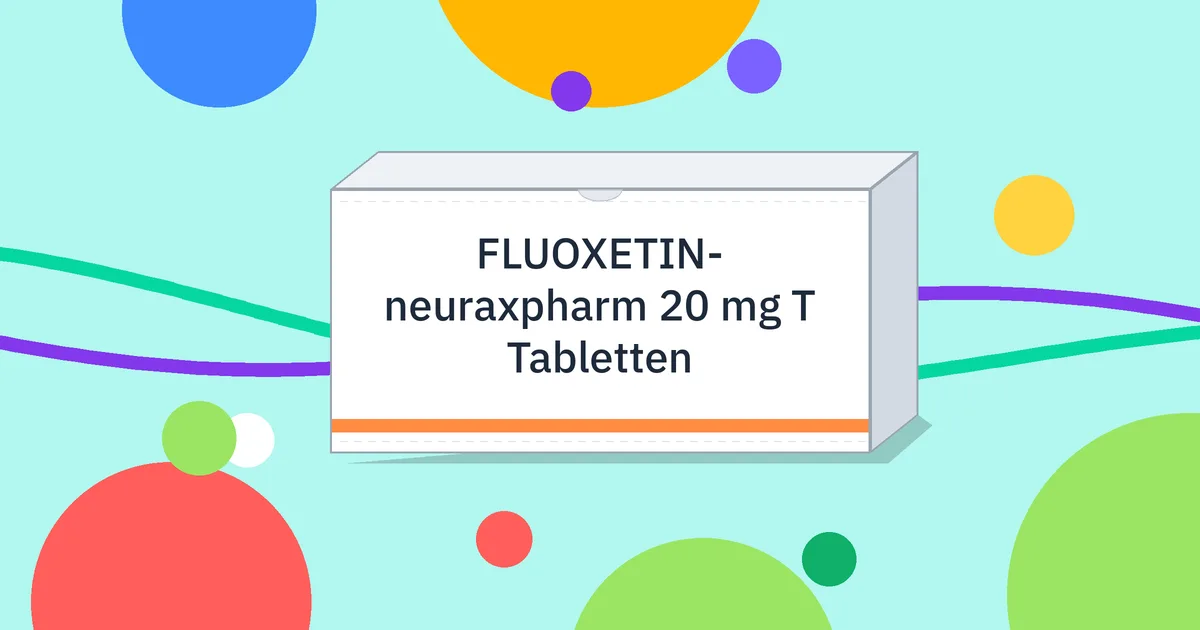 Symbolbild: Packung mit der Aufschrift FLUOXETIN-neuraxpharm 20 mg T Tabletten (PZN 01416062) – Verfügbarkeit und Bezug in Apotheken in Frankfurt am Main