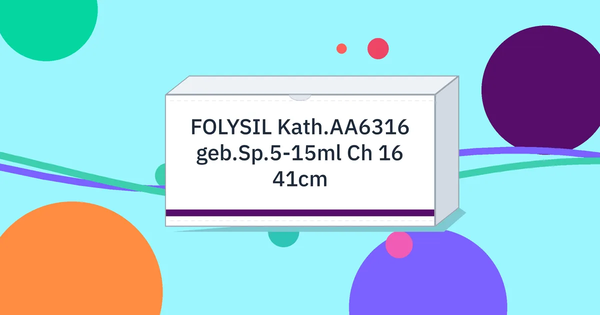 Symbolbild: Packung mit der Aufschrift FOLYSIL Kath.AA6316 geb.Sp.5-15ml Ch 16 41cm (PZN 00151638) – Verfügbarkeit und Bezug in Apotheken in Frankfurt am Main