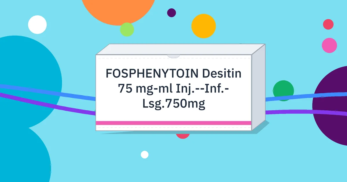 Symbolbild: Packung mit der Aufschrift FOSPHENYTOIN Desitin 75 mg-ml Inj.--Inf.-Lsg.750mg (PZN 19340572) – Verfügbarkeit und Bezug in Apotheken in Frankfurt am Main