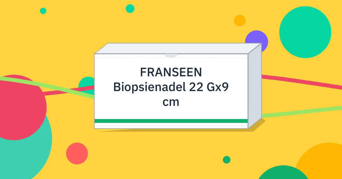 Symbolbild: Packung mit der Aufschrift FRANSEEN Biopsienadel 22 Gx9 cm (PZN 00296561) – Verfügbarkeit und Bezug in Apotheken in Frankfurt am Main