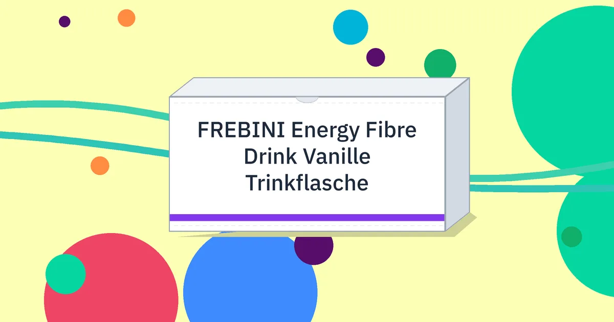 Symbolbild: Packung mit der Aufschrift FREBINI Energy Fibre Drink Vanille Trinkflasche (PZN 17902787) – Verfügbarkeit und Bezug in Apotheken in Frankfurt am Main