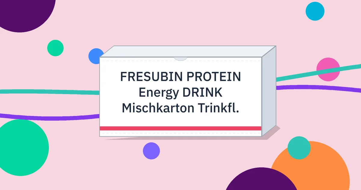 Symbolbild: Packung mit der Aufschrift FRESUBIN PROTEIN Energy DRINK Mischkarton Trinkfl. (PZN 20005117) – Verfügbarkeit und Bezug in Apotheken in Frankfurt am Main