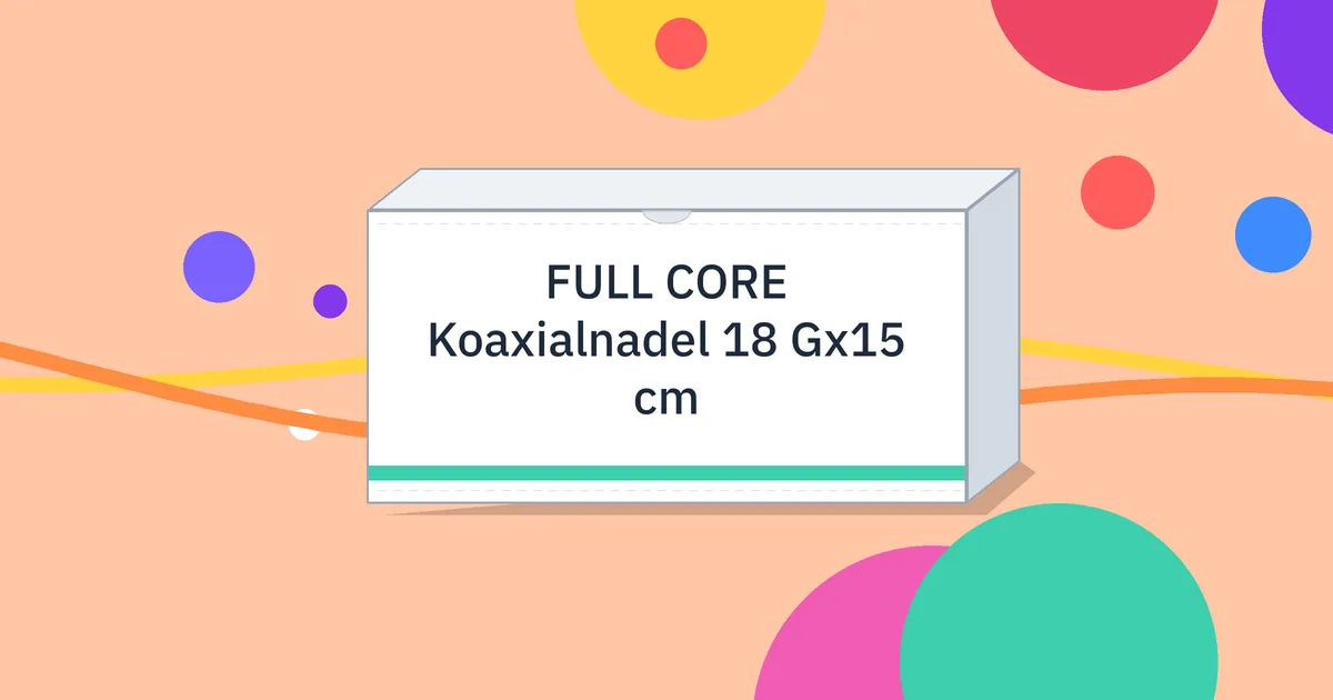 Symbolbild: Packung mit der Aufschrift FULL CORE Koaxialnadel 18 Gx15 cm (PZN 09190781) – Verfügbarkeit und Bezug in Apotheken in Frankfurt am Main