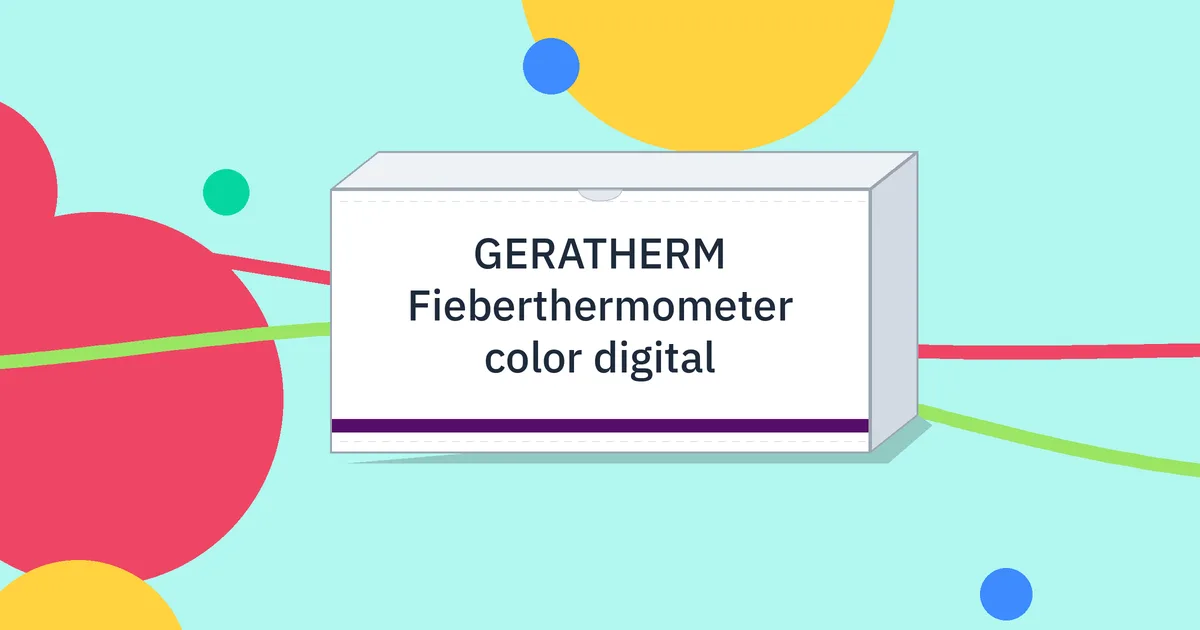 Symbolbild: Packung mit der Aufschrift GERATHERM Fieberthermometer color digital (PZN 01424251) – Verfügbarkeit und Bezug in Apotheken in Frankfurt am Main