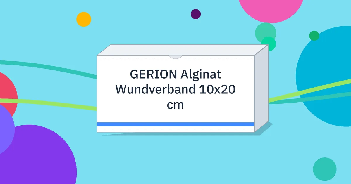 Symbolbild: Packung mit der Aufschrift GERION Alginat Wundverband 10x20 cm (PZN 19379114) – Verfügbarkeit und Bezug in Apotheken in Frankfurt am Main