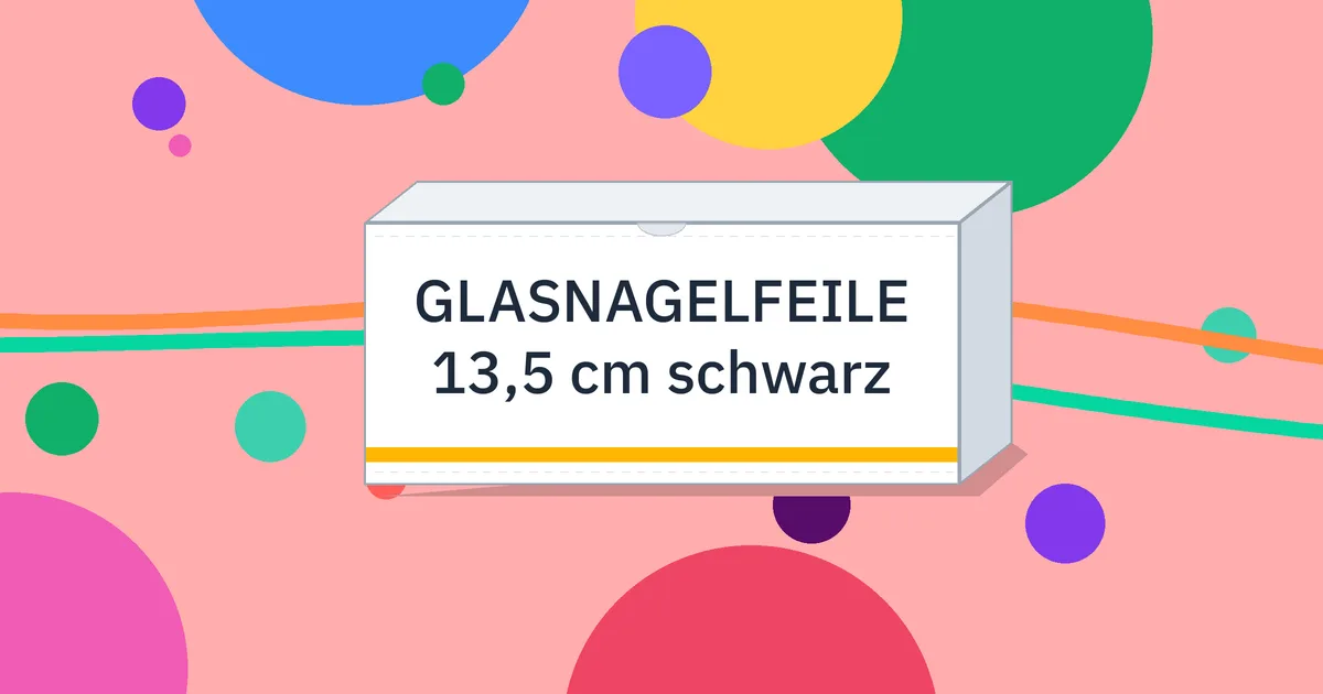 Symbolbild: Packung mit der Aufschrift GLASNAGELFEILE 13,5 cm schwarz (PZN 18106880) – Verfügbarkeit und Bezug in Apotheken in Frankfurt am Main