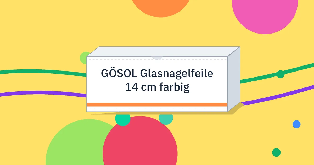 Symbolbild: Packung mit der Aufschrift GÖSOL Glasnagelfeile 14 cm farbig (PZN 15584780) – Verfügbarkeit und Bezug in Apotheken in Frankfurt am Main