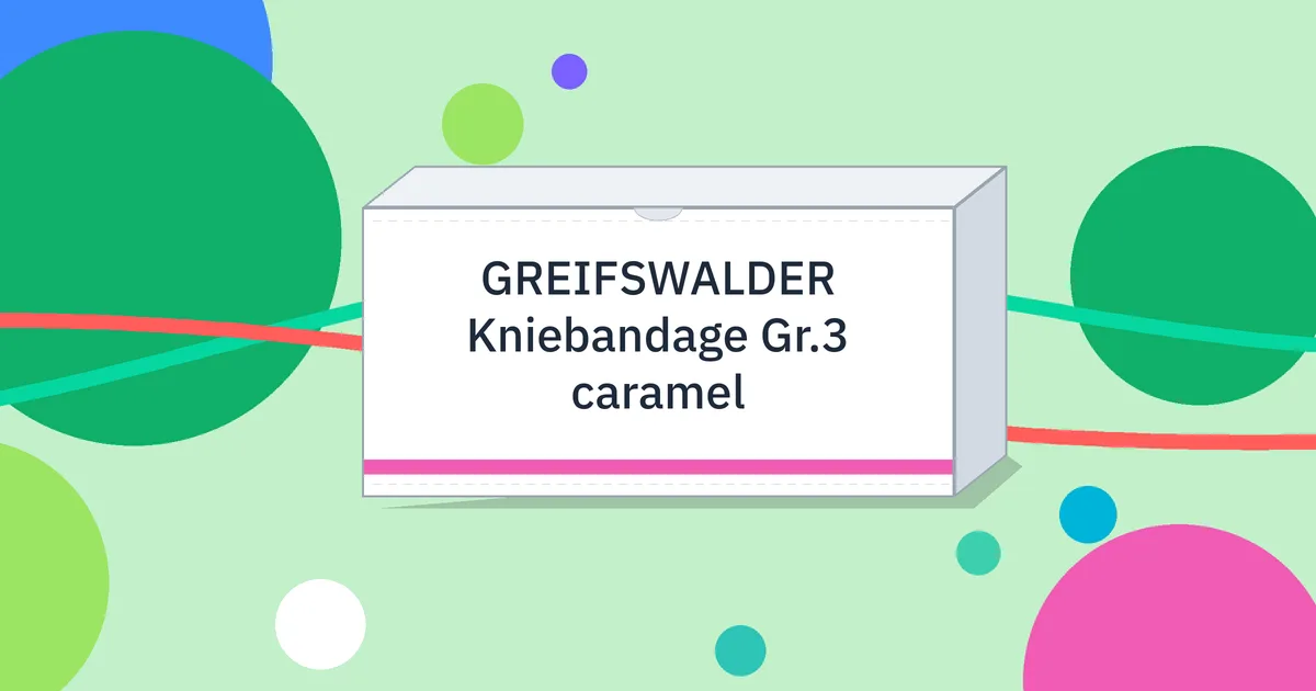 Symbolbild: Packung mit der Aufschrift GREIFSWALDER Kniebandage Gr.3 caramel (PZN 05362699) – Verfügbarkeit und Bezug in Apotheken in Frankfurt am Main