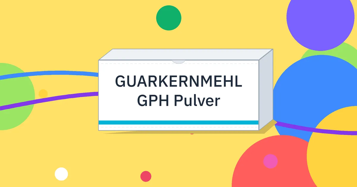 Symbolbild: Packung mit der Aufschrift GUARKERNMEHL GPH Pulver (PZN 11004797) – Verfügbarkeit und Bezug in Apotheken in Frankfurt am Main