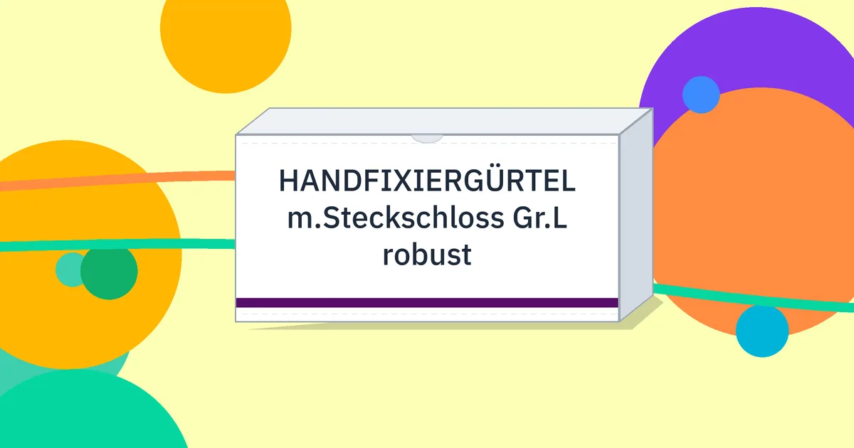 Symbolbild: Packung mit der Aufschrift HANDFIXIERGÜRTEL m.Steckschloss Gr.L robust (PZN 11569890) – Verfügbarkeit und Bezug in Apotheken in Frankfurt am Main