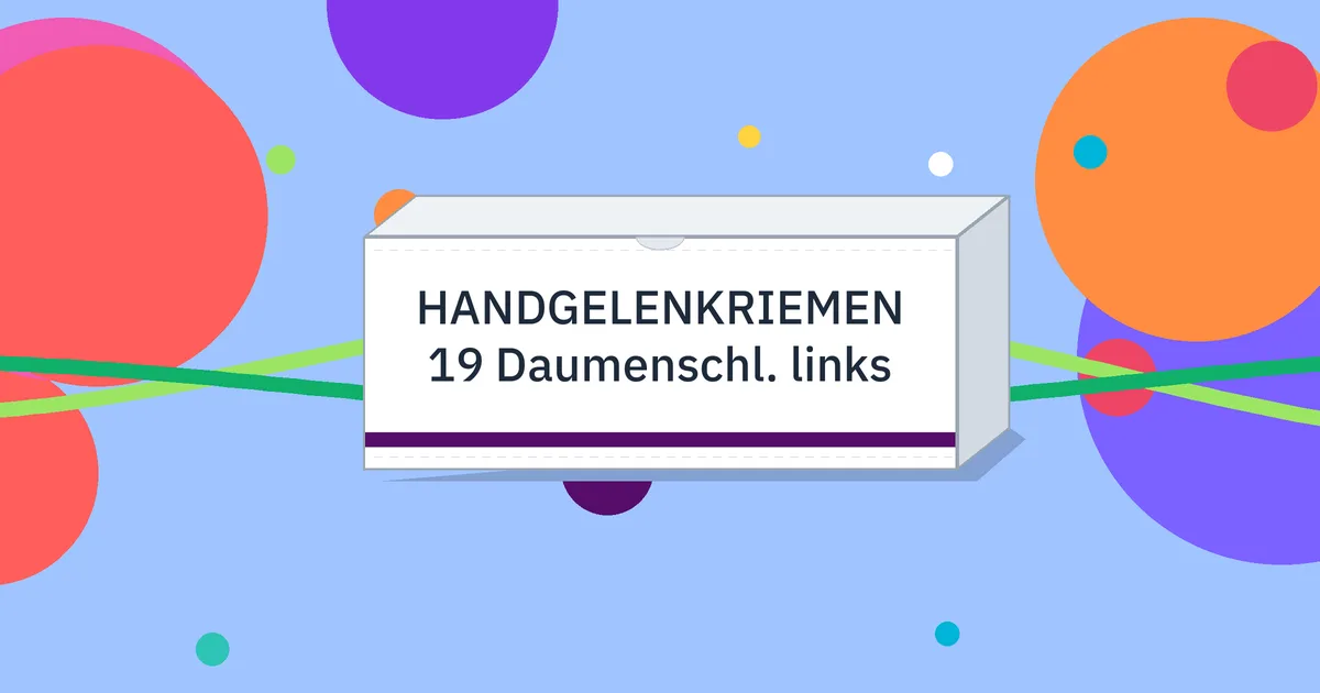 Symbolbild: Packung mit der Aufschrift HANDGELENKRIEMEN 19 Daumenschl. links (PZN 02388037) – Verfügbarkeit und Bezug in Apotheken in Frankfurt am Main