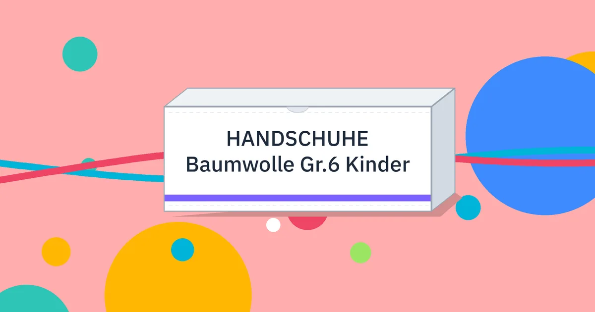Symbolbild: Packung mit der Aufschrift HANDSCHUHE Baumwolle Gr.6 Kinder (PZN 04079300) – Verfügbarkeit und Bezug in Apotheken in Frankfurt am Main
