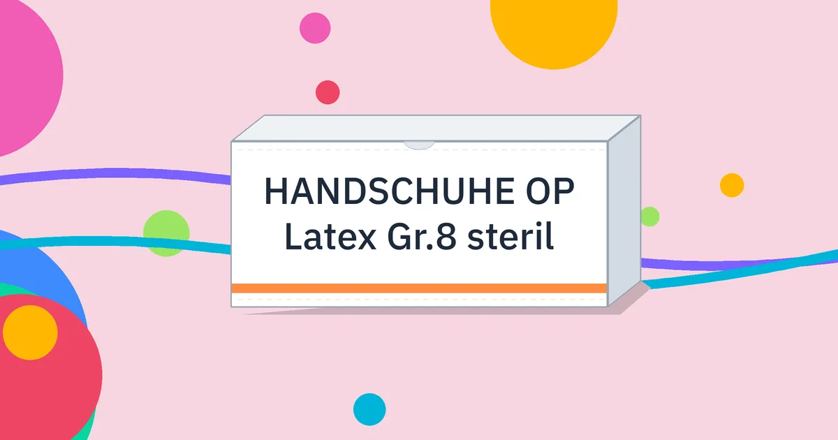 Symbolbild: Packung mit der Aufschrift HANDSCHUHE OP Latex Gr.8 steril (PZN 00061616) – Verfügbarkeit und Bezug in Apotheken in Frankfurt am Main