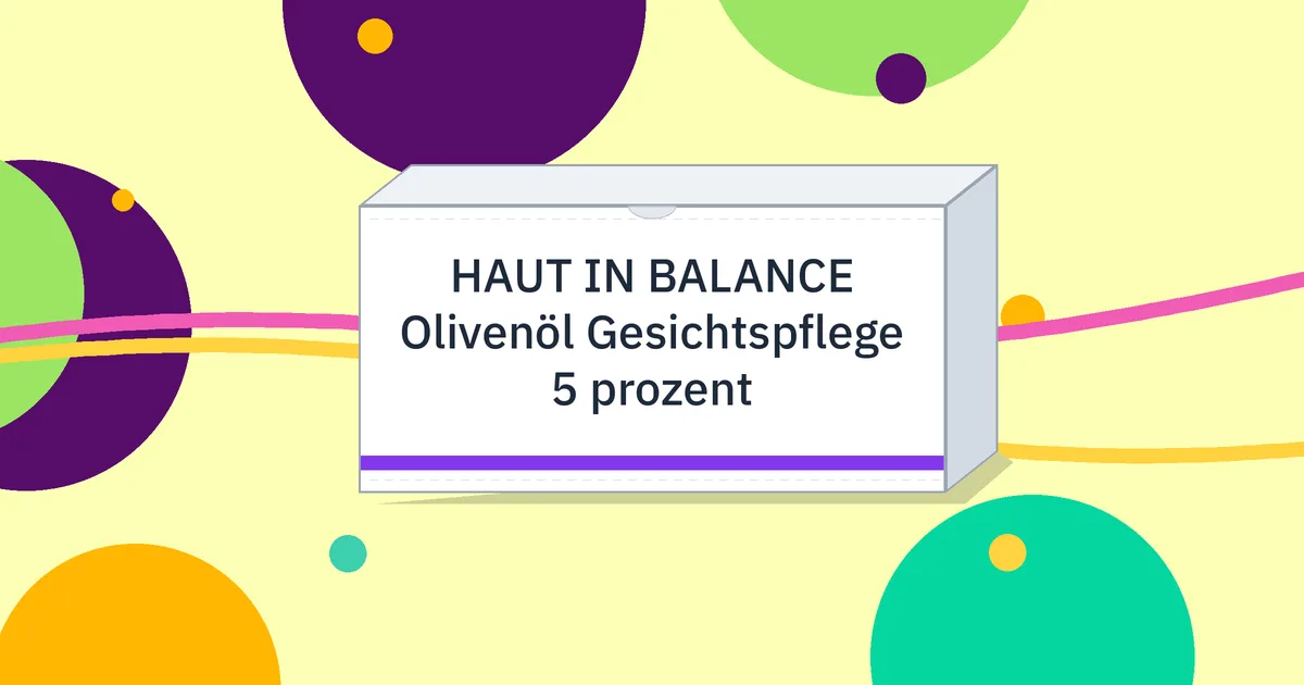 Symbolbild: Packung mit der Aufschrift HAUT IN BALANCE Olivenöl Gesichtspflege 5 prozent (PZN 07371544) – Verfügbarkeit und Bezug in Apotheken in Frankfurt am Main