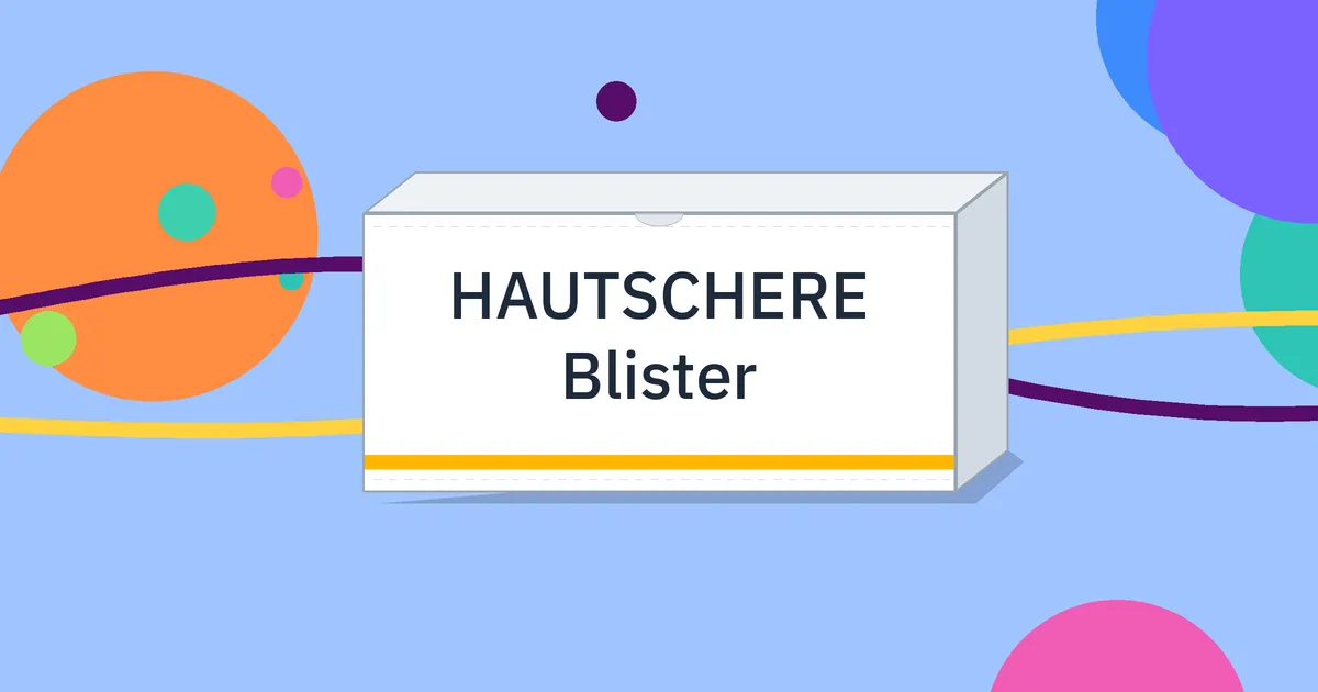 Symbolbild: Packung mit der Aufschrift HAUTSCHERE Blister (PZN 10349063) – Verfügbarkeit und Bezug in Apotheken in Frankfurt am Main