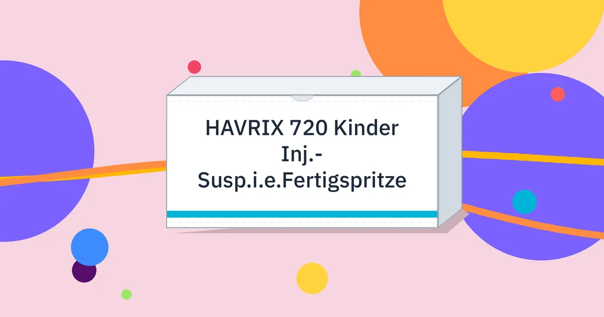 Symbolbild: Packung mit der Aufschrift HAVRIX 720 Kinder Inj.-Susp.i.e.Fertigspritze (PZN 01907452) – Verfügbarkeit und Bezug in Apotheken in Frankfurt am Main