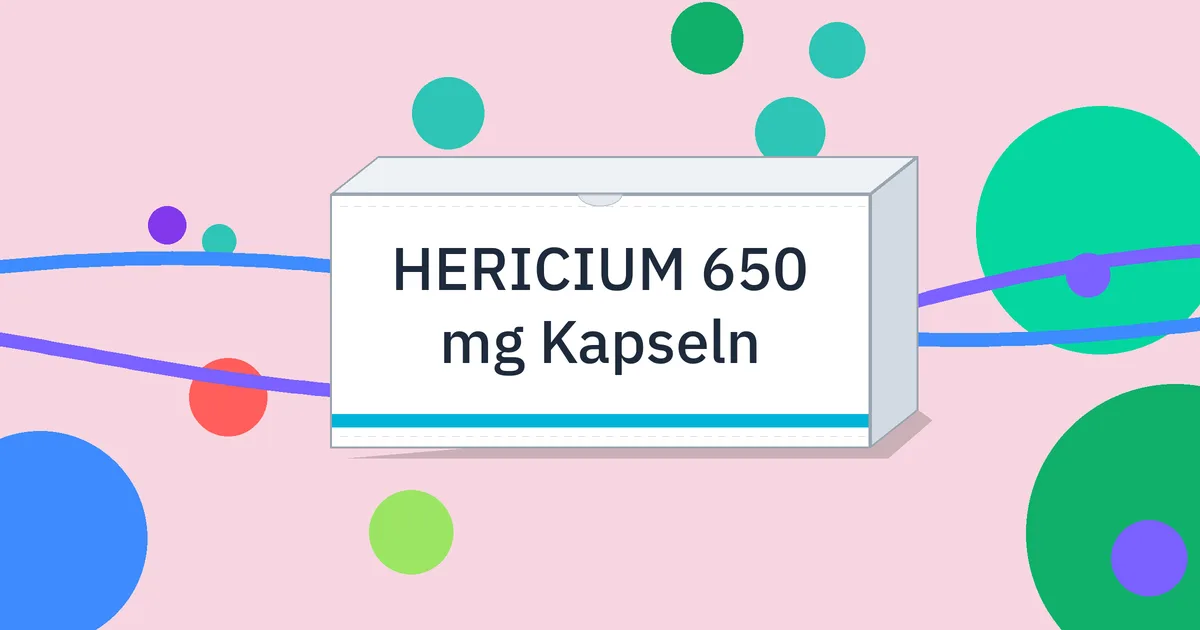 Symbolbild: Packung mit der Aufschrift HERICIUM 650 mg Kapseln (PZN 16036023) – Verfügbarkeit und Bezug in Apotheken in Frankfurt am Main