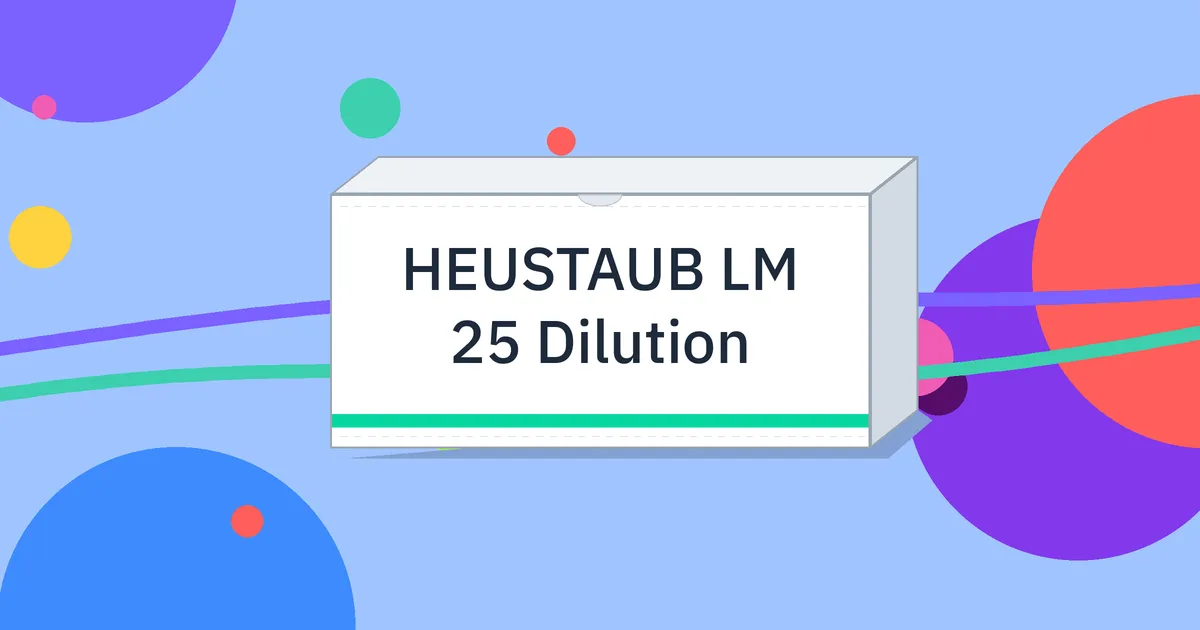 Symbolbild: Packung mit der Aufschrift HEUSTAUB LM 25 Dilution (PZN 12888491) – Verfügbarkeit und Bezug in Apotheken in Frankfurt am Main
