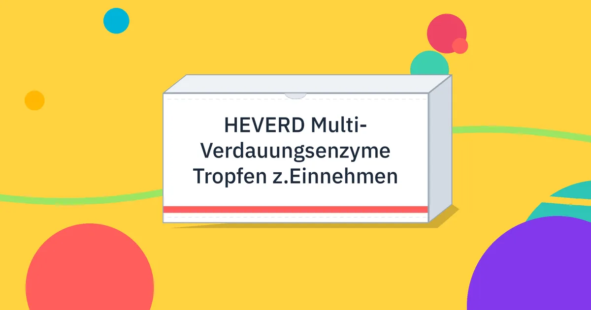Symbolbild: Packung mit der Aufschrift HEVERD Multi-Verdauungsenzyme Tropfen z.Einnehmen (PZN 19891800) – Verfügbarkeit und Bezug in Apotheken in Frankfurt am Main