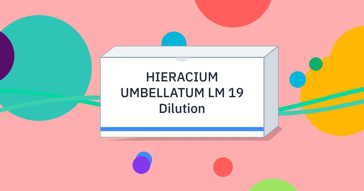 Symbolbild: Packung mit der Aufschrift HIERACIUM UMBELLATUM LM 19 Dilution (PZN 13554013) – Verfügbarkeit und Bezug in Apotheken in Frankfurt am Main