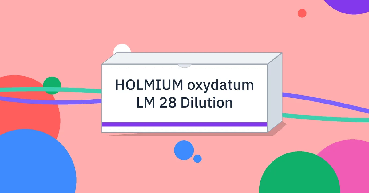 Symbolbild: Packung mit der Aufschrift HOLMIUM oxydatum LM 28 Dilution (PZN 13555099) – Verfügbarkeit und Bezug in Apotheken in Frankfurt am Main