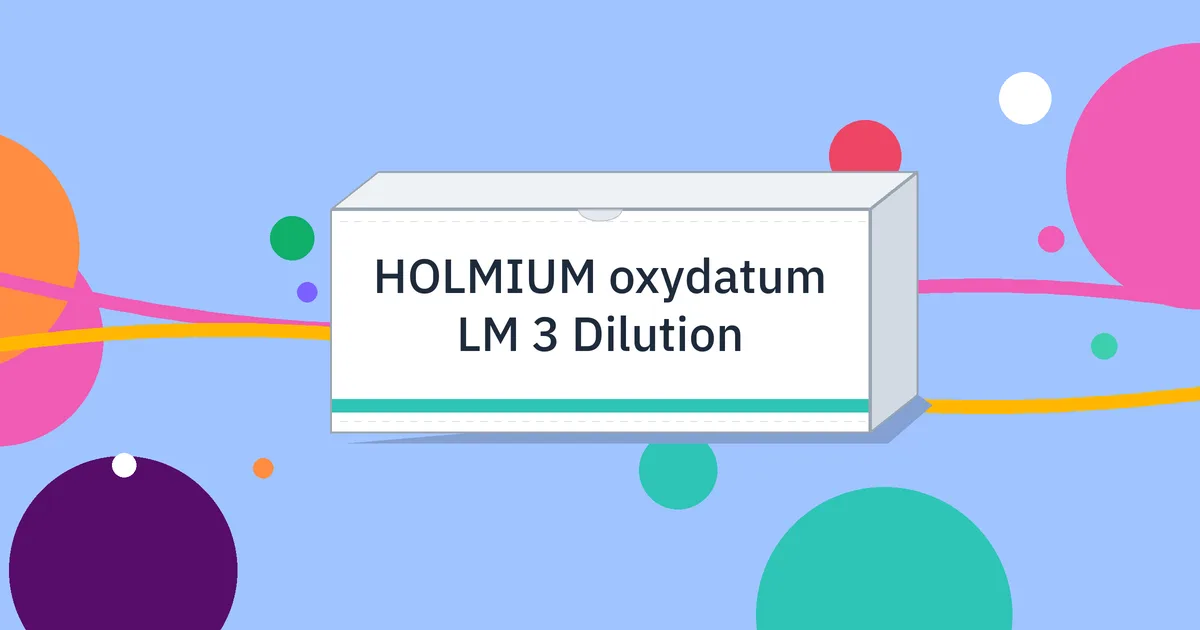 Symbolbild: Packung mit der Aufschrift HOLMIUM oxydatum LM 3 Dilution (PZN 13554786) – Verfügbarkeit und Bezug in Apotheken in Frankfurt am Main
