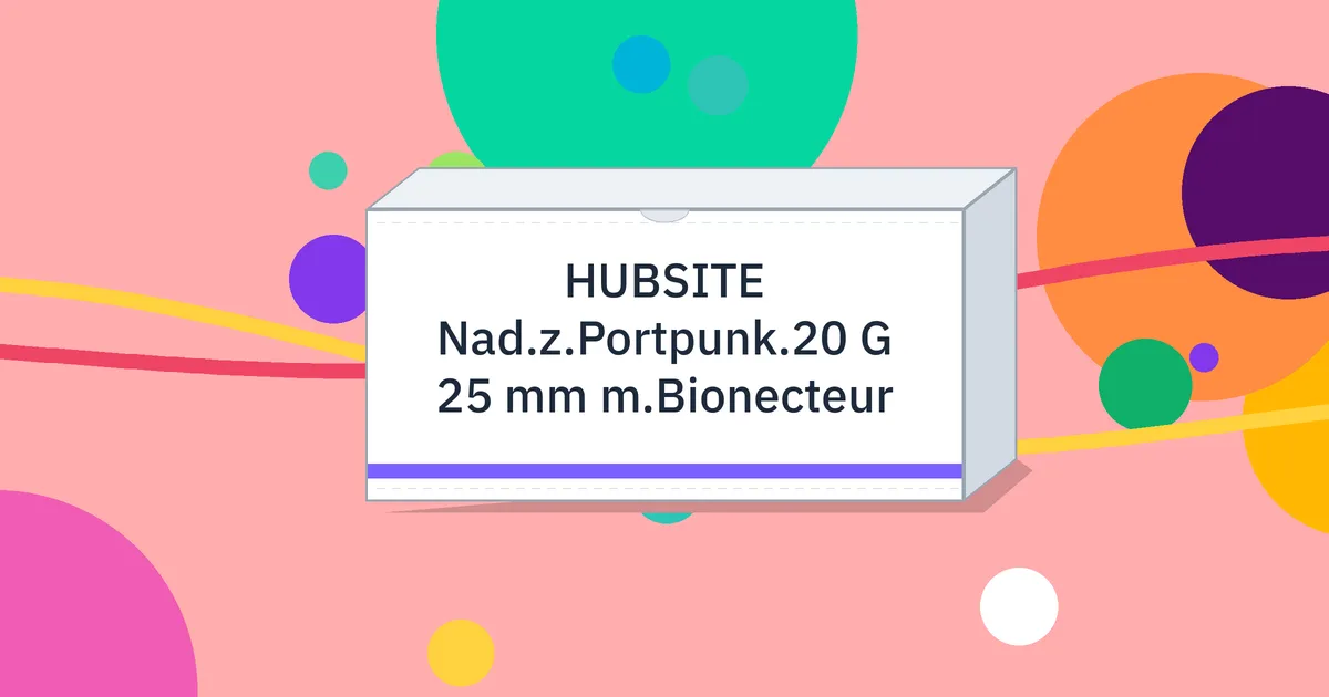 Symbolbild: Packung mit der Aufschrift HUBSITE Nad.z.Portpunk.20 G 25 mm m.Bionecteur (PZN 00968374) – Verfügbarkeit und Bezug in Apotheken in Frankfurt am Main