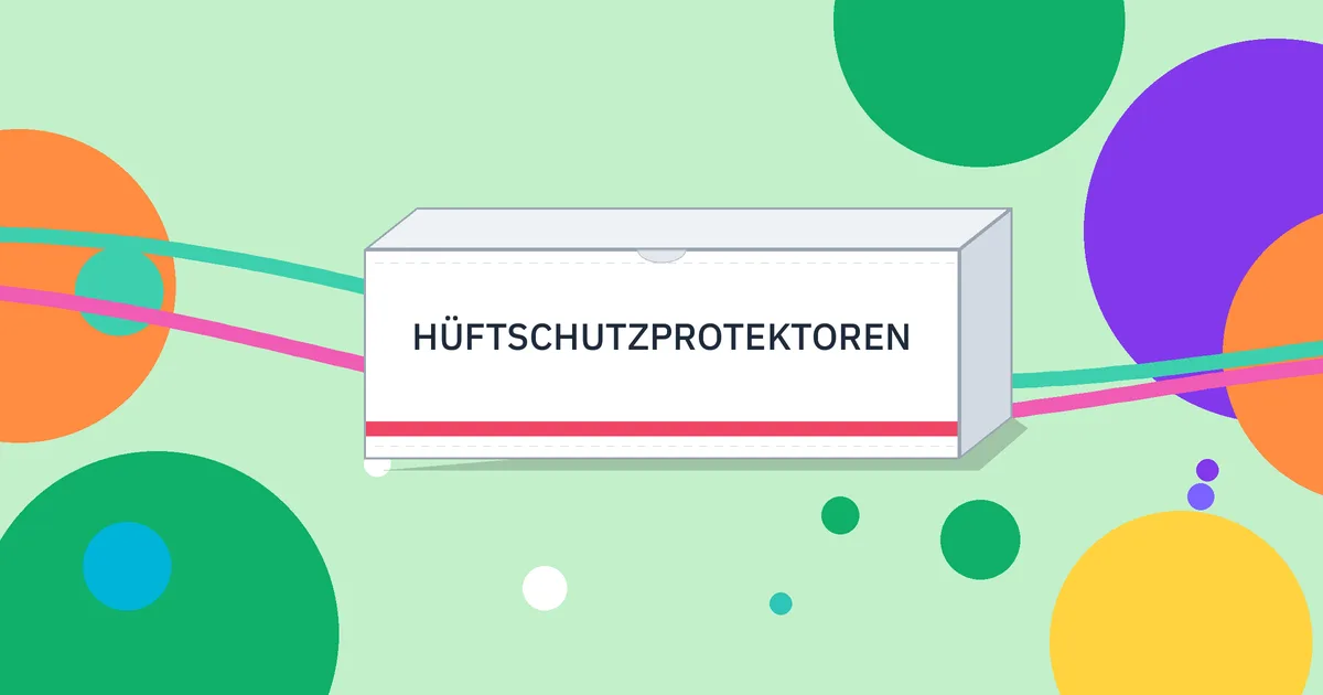 Symbolbild: Packung mit der Aufschrift HÜFTSCHUTZPROTEKTOREN (PZN 04608106) – Verfügbarkeit und Bezug in Apotheken in Frankfurt am Main