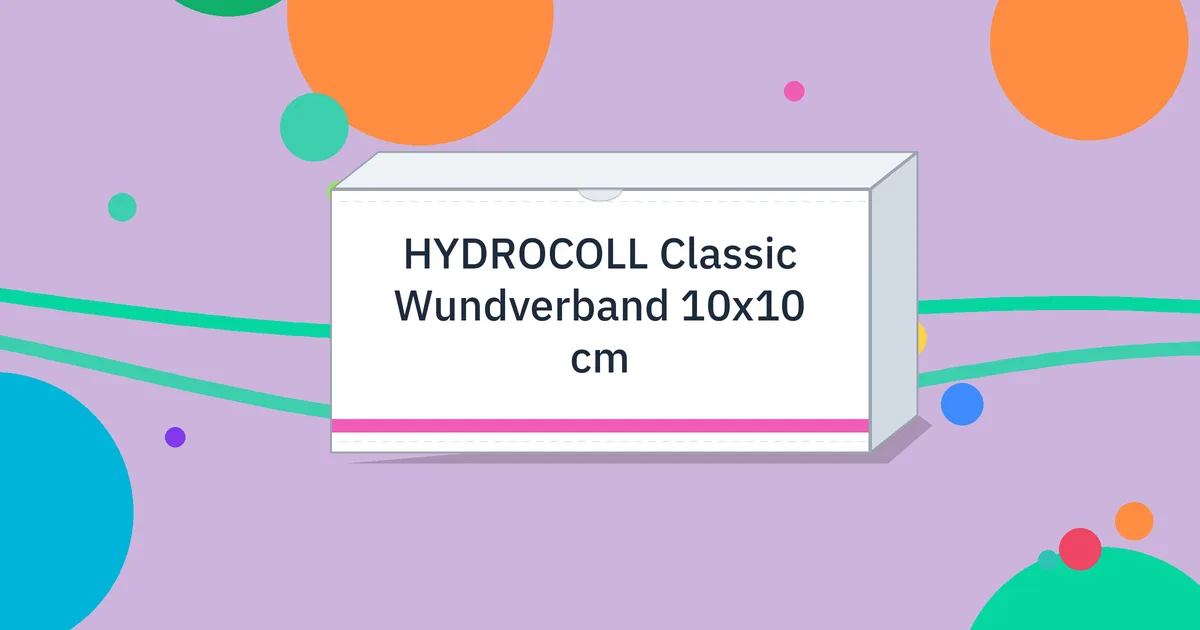 Symbolbild: Packung mit der Aufschrift HYDROCOLL Classic Wundverband 10x10 cm (PZN 19923500) – Verfügbarkeit und Bezug in Apotheken in Frankfurt am Main
