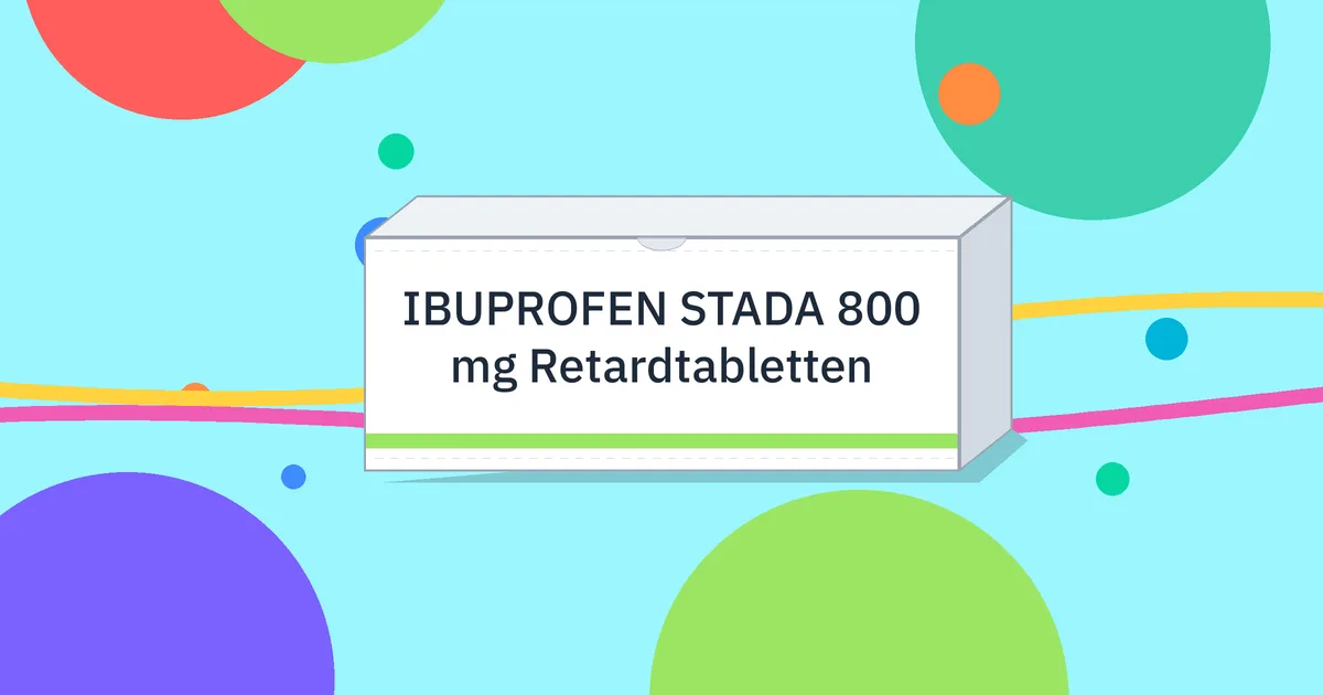 Symbolbild: Packung mit der Aufschrift IBUPROFEN STADA 800 mg Retardtabletten (PZN 03716696) – Verfügbarkeit und Bezug in Apotheken in Frankfurt am Main