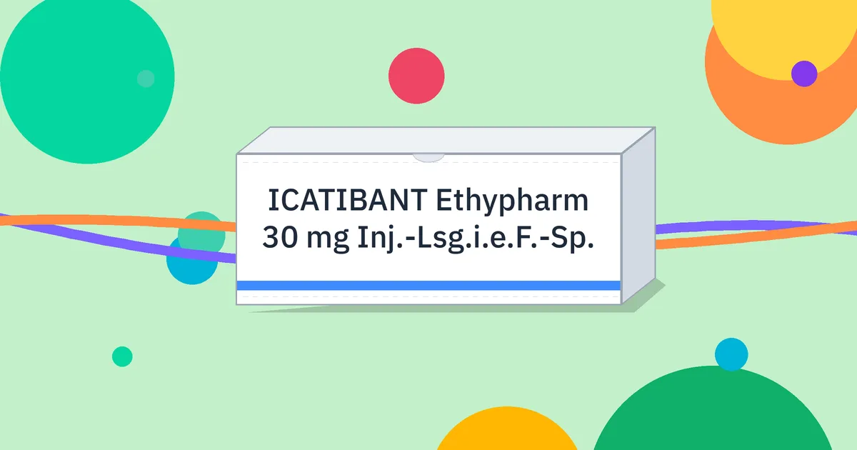 Symbolbild: Packung mit der Aufschrift ICATIBANT Ethypharm 30 mg Inj.-Lsg.i.e.F.-Sp. (PZN 17437379) – Verfügbarkeit und Bezug in Apotheken in Frankfurt am Main