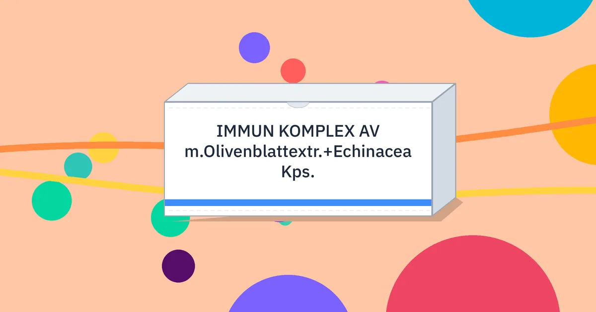 Symbolbild: Packung mit der Aufschrift IMMUN KOMPLEX AV m.Olivenblattextr.+Echinacea Kps. (PZN 16657073) – Verfügbarkeit und Bezug in Apotheken in Frankfurt am Main