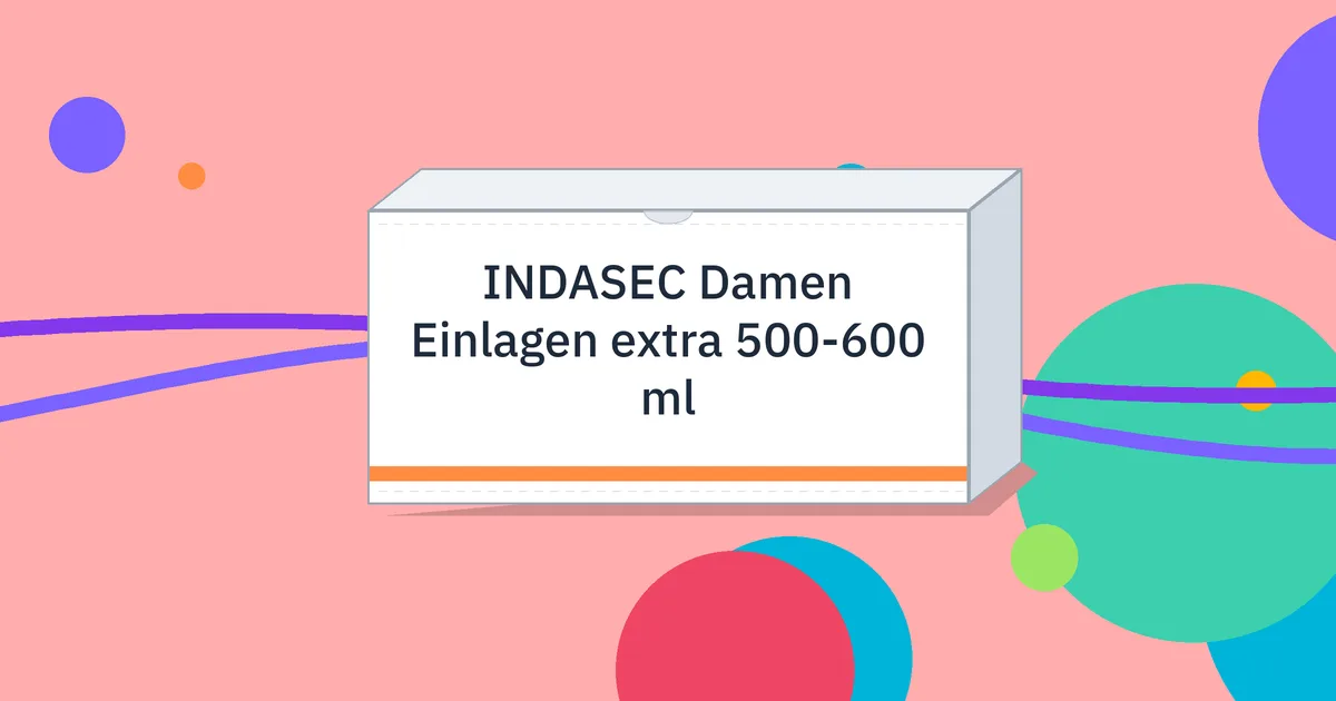 Symbolbild: Packung mit der Aufschrift INDASEC Damen Einlagen extra 500-600 ml (PZN 09922333) – Verfügbarkeit und Bezug in Apotheken in Frankfurt am Main