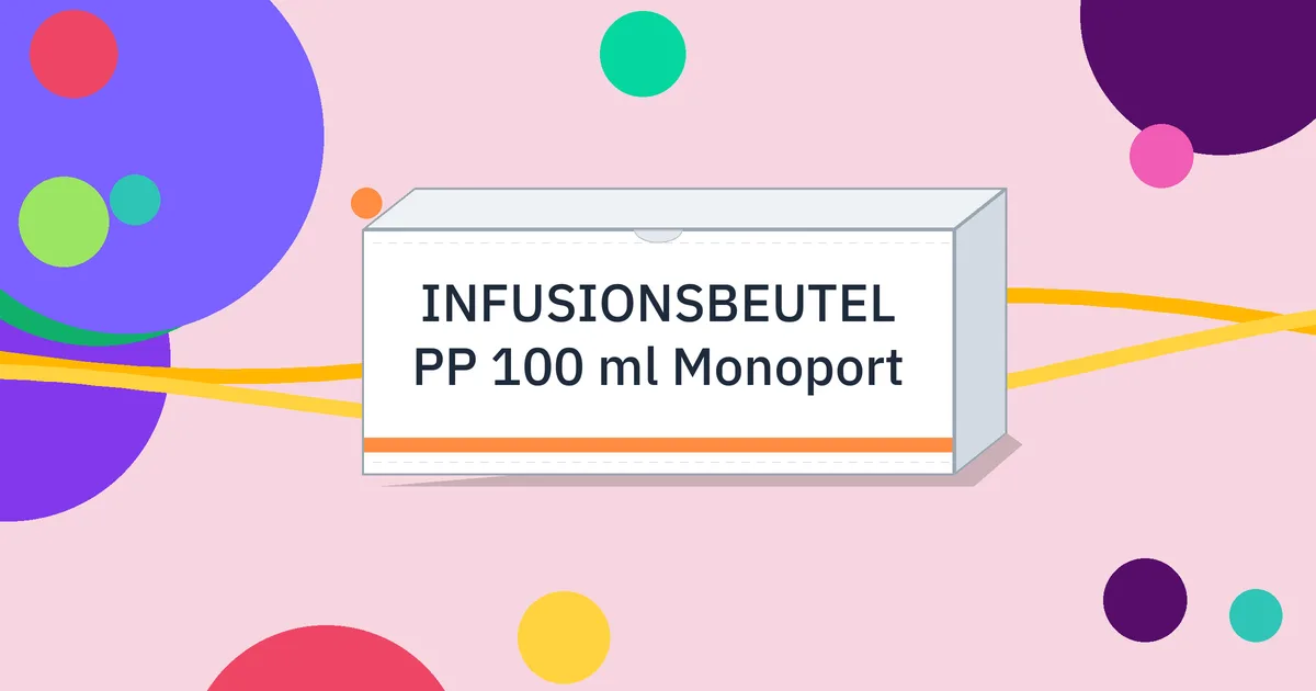 Symbolbild: Packung mit der Aufschrift INFUSIONSBEUTEL PP 100 ml Monoport (PZN 19441830) – Verfügbarkeit und Bezug in Apotheken in Frankfurt am Main