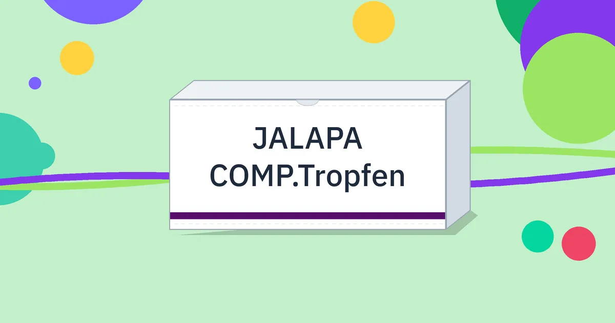 Symbolbild: Packung mit der Aufschrift JALAPA COMP.Tropfen (PZN 07433914) – Verfügbarkeit und Bezug in Apotheken in Frankfurt am Main