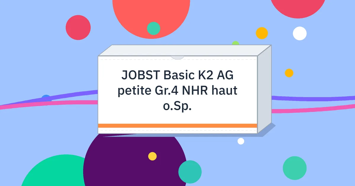 Symbolbild: Packung mit der Aufschrift JOBST Basic K2 AG petite Gr.4 NHR haut o.Sp. (PZN 11249381) – Verfügbarkeit und Bezug in Apotheken in Frankfurt am Main