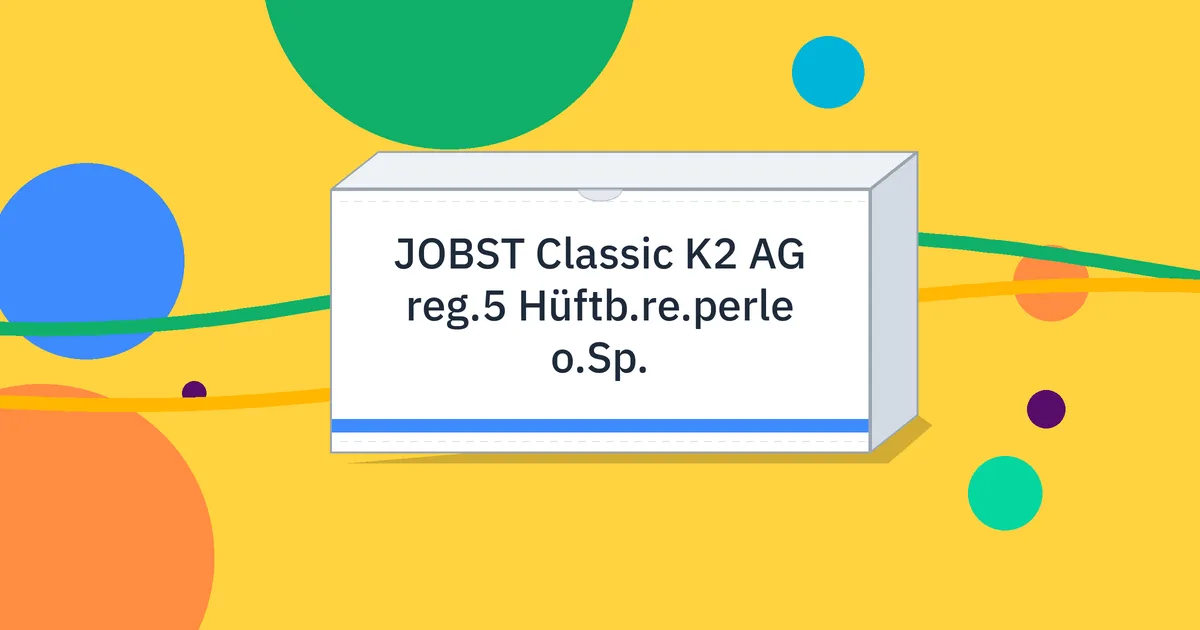 Symbolbild: Packung mit der Aufschrift JOBST Classic K2 AG reg.5 Hüftb.re.perle o.Sp. (PZN 13067307) – Verfügbarkeit und Bezug in Apotheken in Frankfurt am Main