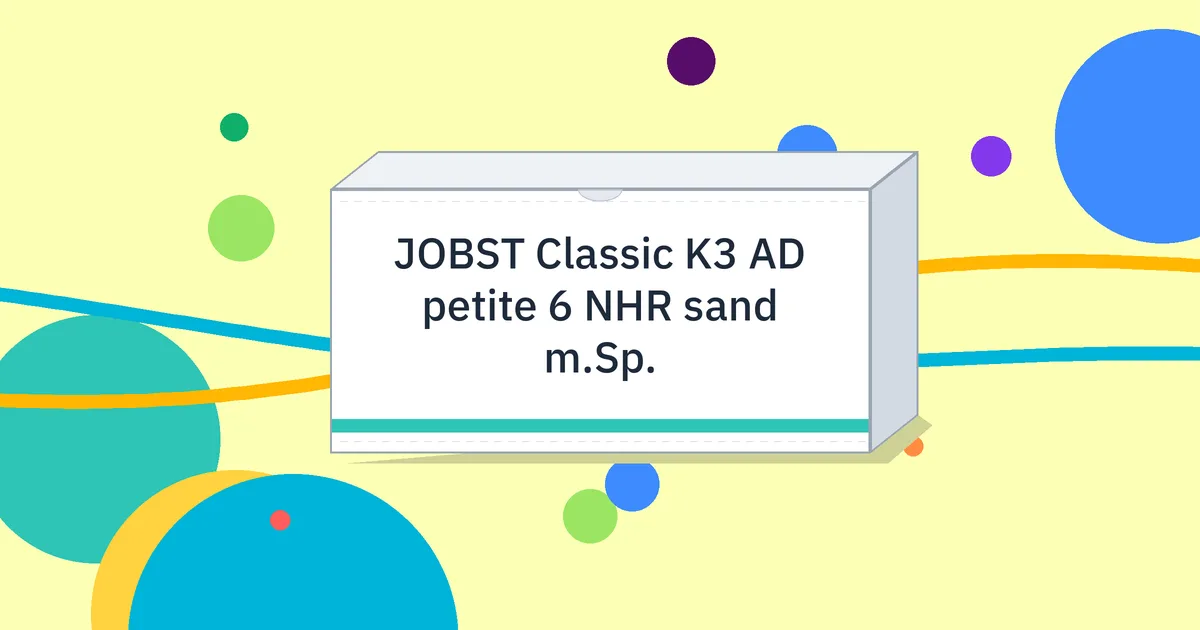 Symbolbild: Packung mit der Aufschrift JOBST Classic K3 AD petite 6 NHR sand m.Sp. (PZN 13069915) – Verfügbarkeit und Bezug in Apotheken in Frankfurt am Main
