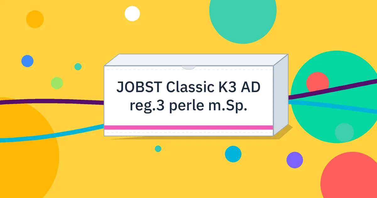 Symbolbild: Packung mit der Aufschrift JOBST Classic K3 AD reg.3 perle m.Sp. (PZN 13070901) – Verfügbarkeit und Bezug in Apotheken in Frankfurt am Main