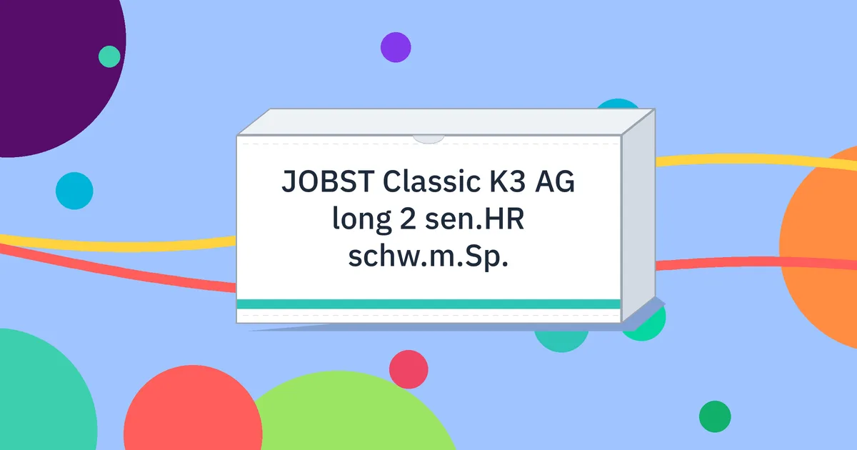 Symbolbild: Packung mit der Aufschrift JOBST Classic K3 AG long 2 sen.HR schw.m.Sp. (PZN 17958256) – Verfügbarkeit und Bezug in Apotheken in Frankfurt am Main