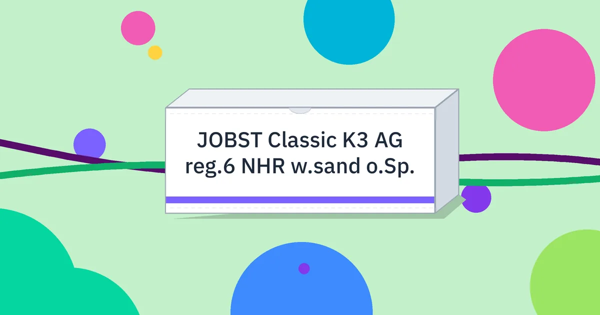 Symbolbild: Packung mit der Aufschrift JOBST Classic K3 AG reg.6 NHR w.sand o.Sp. (PZN 13073934) – Verfügbarkeit und Bezug in Apotheken in Frankfurt am Main