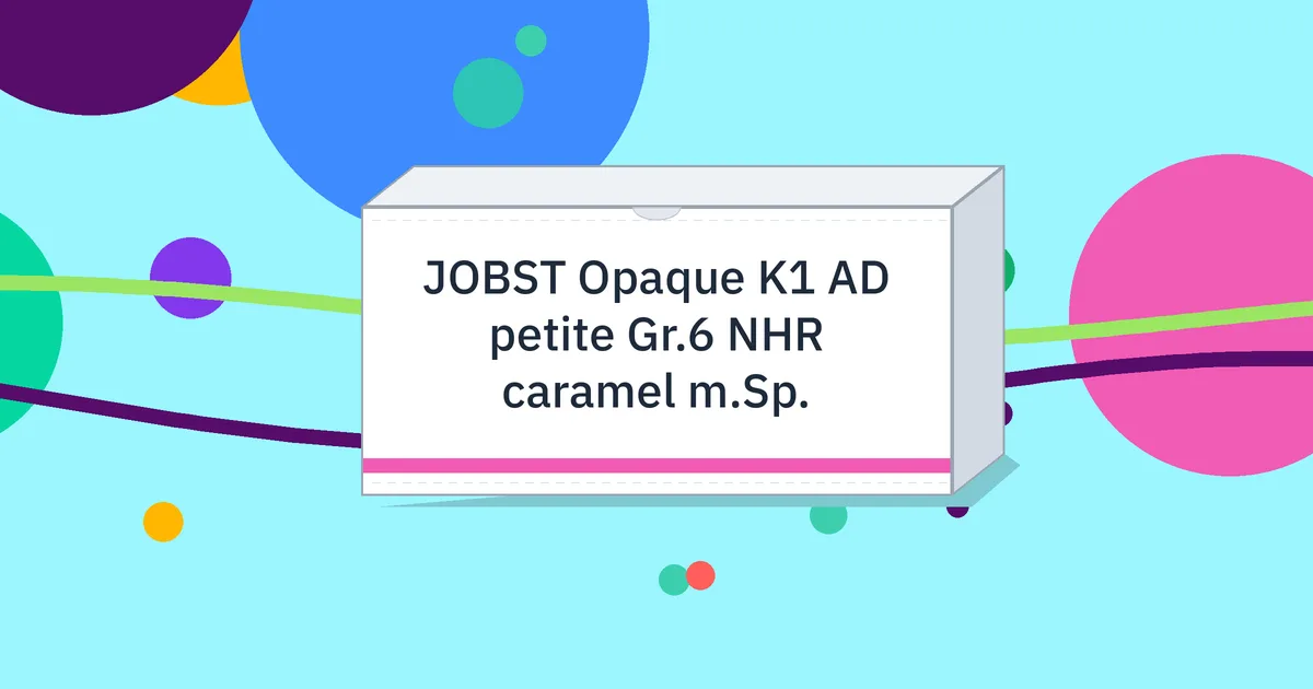 Symbolbild: Packung mit der Aufschrift JOBST Opaque K1 AD petite Gr.6 NHR caramel m.Sp. (PZN 13160194) – Verfügbarkeit und Bezug in Apotheken in Frankfurt am Main
