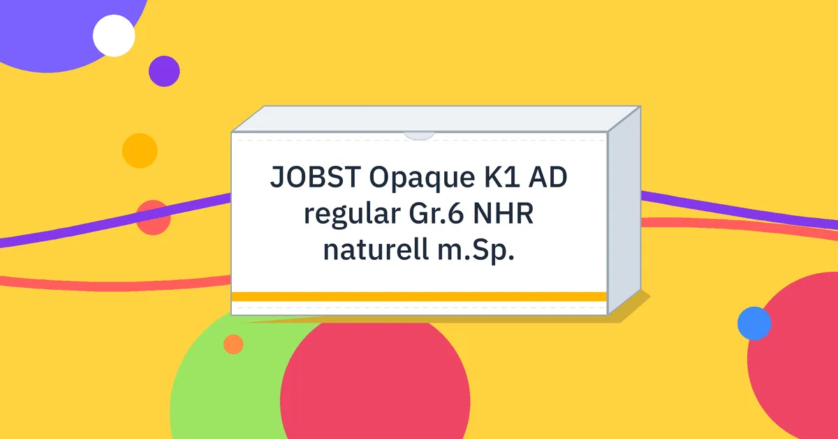 Symbolbild: Packung mit der Aufschrift JOBST Opaque K1 AD regular Gr.6 NHR naturell m.Sp. (PZN 13081365) – Verfügbarkeit und Bezug in Apotheken in Frankfurt am Main