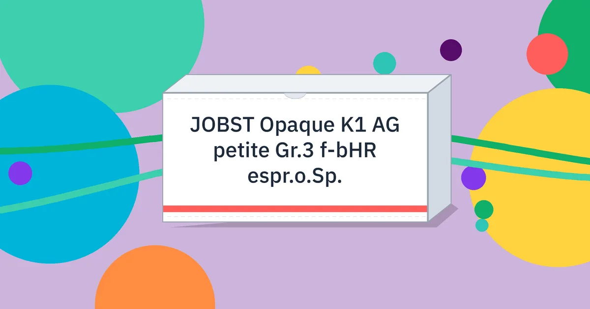 Symbolbild: Packung mit der Aufschrift JOBST Opaque K1 AG petite Gr.3 f-bHR espr.o.Sp. (PZN 16270457) – Verfügbarkeit und Bezug in Apotheken in Frankfurt am Main