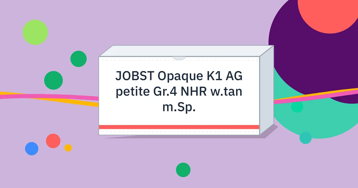 Symbolbild: Packung mit der Aufschrift JOBST Opaque K1 AG petite Gr.4 NHR w.tan m.Sp. (PZN 16270109) – Verfügbarkeit und Bezug in Apotheken in Frankfurt am Main