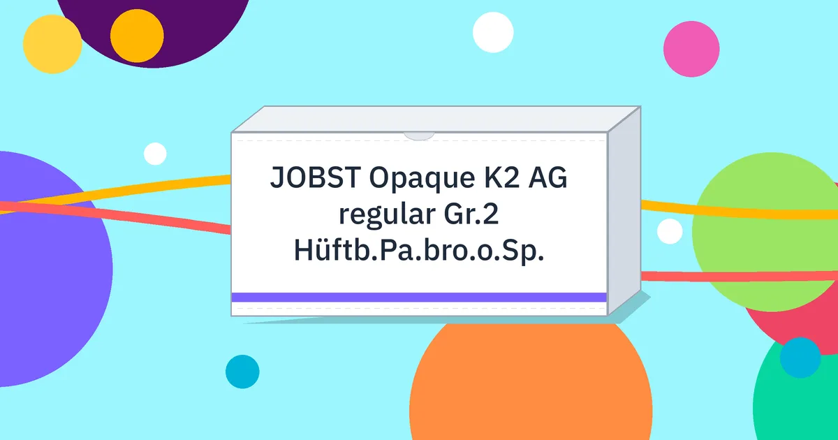 Symbolbild: Packung mit der Aufschrift JOBST Opaque K2 AG regular Gr.2 Hüftb.Pa.bro.o.Sp. (PZN 13116715) – Verfügbarkeit und Bezug in Apotheken in Frankfurt am Main