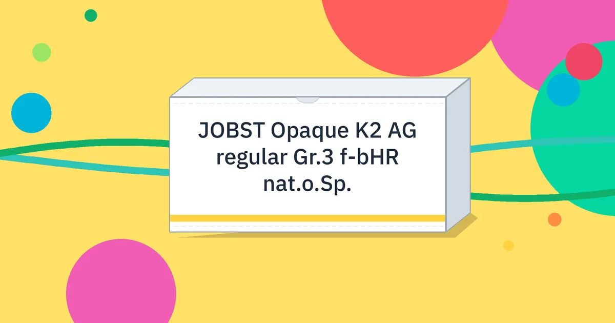 Symbolbild: Packung mit der Aufschrift JOBST Opaque K2 AG regular Gr.3 f-bHR nat.o.Sp. (PZN 10723113) – Verfügbarkeit und Bezug in Apotheken in Frankfurt am Main